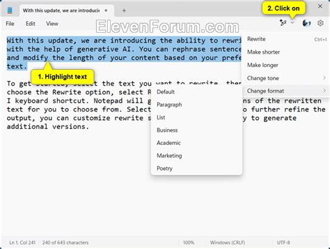 Use Rewrite in Notepad app to Enhance Writing with AI in Windows 11 | Windows 11 Forum