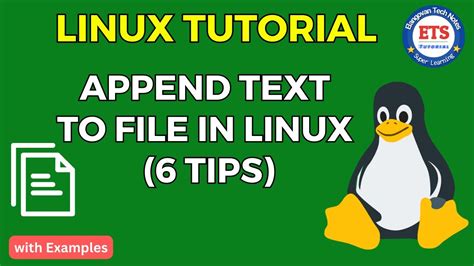 Linux Tutorial Append Text Into A File 6 Tips Youtube