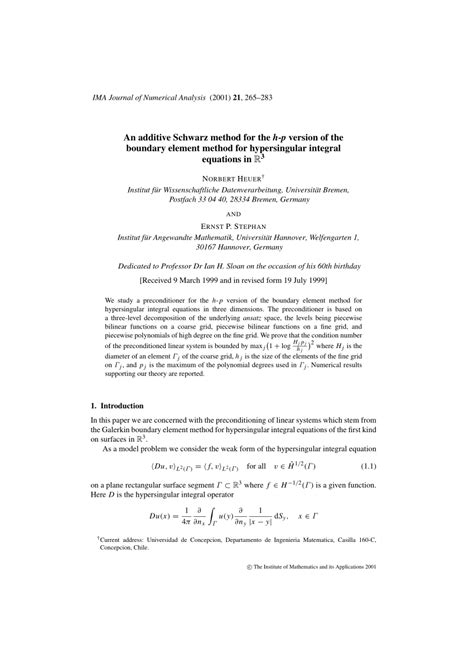 Pdf An Additive Schwarz Method For The H P Version Of The Boundary
