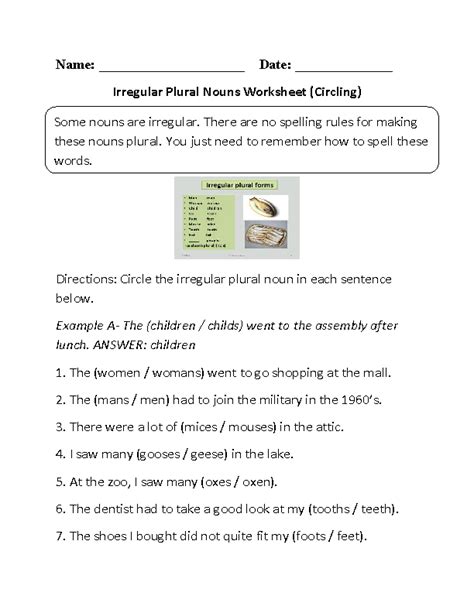 Nouns Worksheets Irregular Nouns Worksheets Worksheets Library