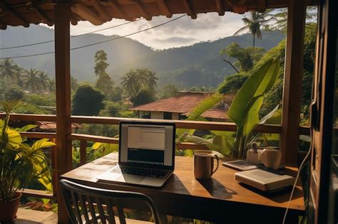 premium ai image remote work in asia or south america