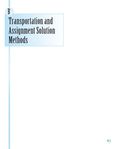 Transportation And Assignment Solution Methods