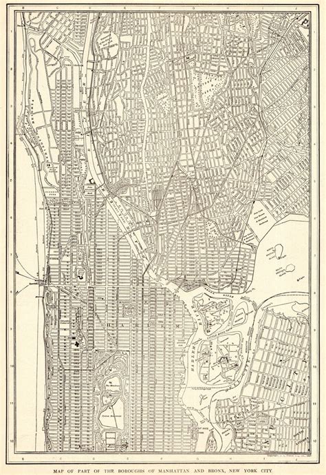 1917 Antique Manhattan Street Map New York City Map The Bronx Etsy
