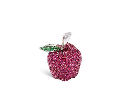 Calibré Cut Ruby Apple Pendant In 18k White Gold
