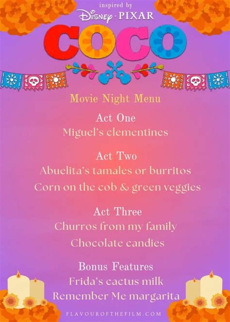 Disneys Coco Inspired Movie Night Menu