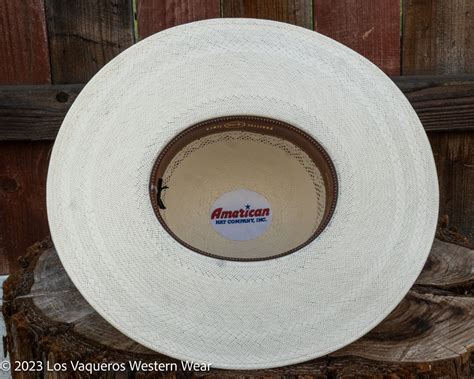 American Hat Company Straw Hat Regular Crown Pyramid Line White Los