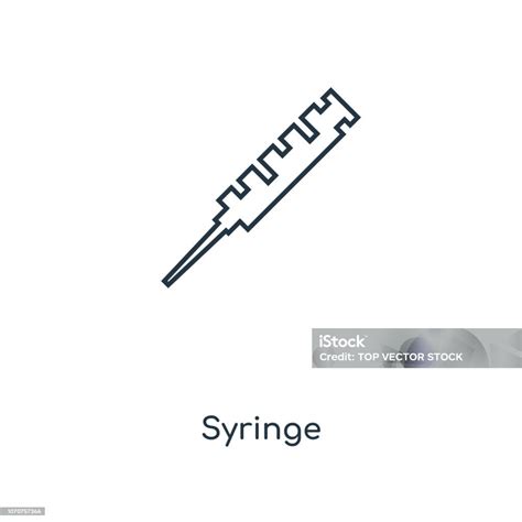 주사기 개념 선 아이콘입니다 선형 주사기 개념 개요 기호 디자인입니다 이 간단한 요소 그림 사용할 수 있습니다 웹 및 모바일 Ui Ux가 0명에 대한 스톡 벡터 아트 및
