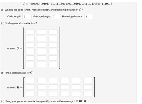 Solved A What Is The Code Length Message Length And Chegg Com