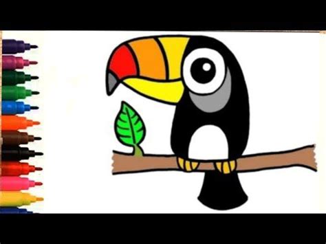 How To Draw Toucan Bird With Colouring Drawing For Beginners HD Videos Easy Bird Drawing