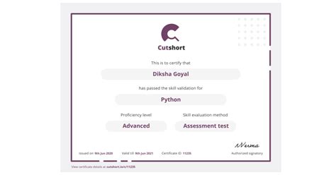 Dikshas Skill Certificate For Python Cutshort