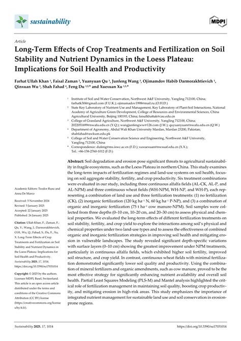 (PDF) Long-Term Effects of Crop Treatments and Fertilization on Soil Stability and Nutrient ...