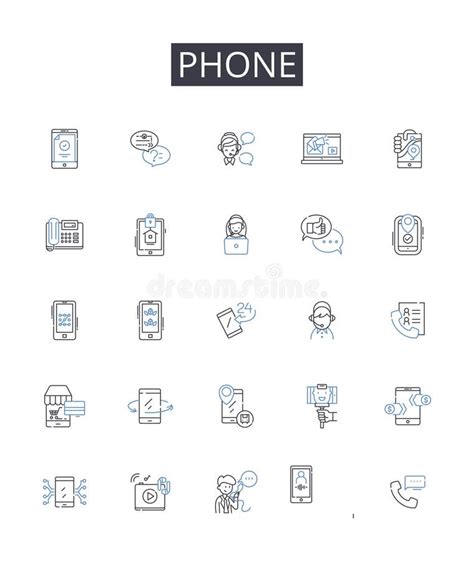 Phone Line Icons Collection Tablet Mobile Handset Cellph Smartwatch Pager Device Vector
