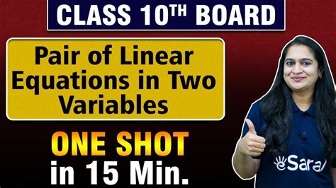 Pair Of Linear Equation In 2 Variables One Shot Revision In 15 Minutes
