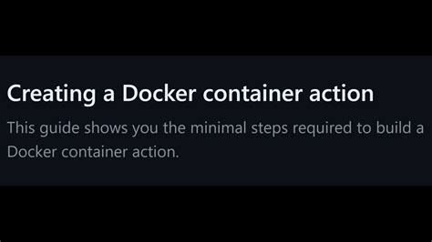 Creating A Docker Container Action Youtube