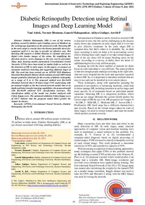 Pdf Diabetic Retinopathy Detection Using Retinal Images And Deep Learning Model