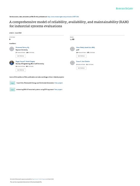 A Comprehensive Model Of Reliability Availability And Maintainability Ram For Industrial