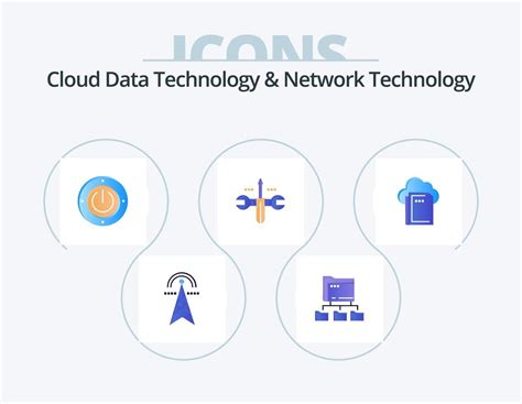 cloud data technology and network technology flat icon pack 5 icon