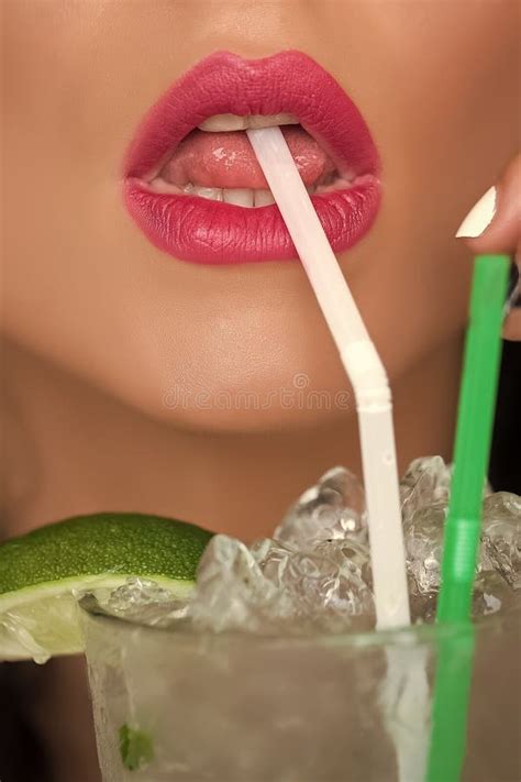 Female Open Mouth With Lips Purple Lipstick And Tongue Stock Image