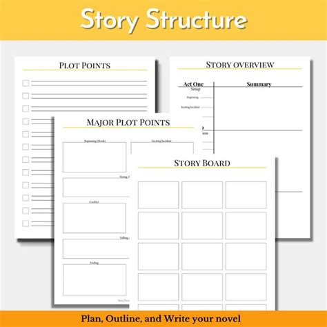 Novel Writing Planner Story Development Worksheets Pdf Printable