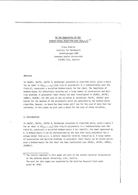 Pdf On The Complexity Of The Groebner Bases Algorithm Over K X Y Z