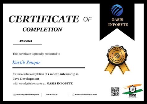 Kartik Sengar On Linkedin Intership Certificate Oasisinfobyte Oibsip Learning Java