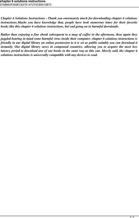 Chapter Solutions Instructions