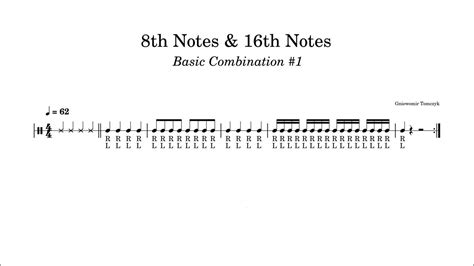 8th Note And 16th Note Basic Combination 1 Play Along Track Youtube