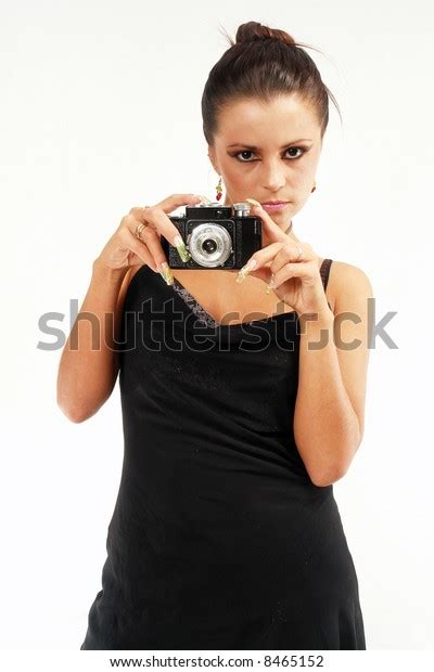 Sexy Girl Old Photo Camera Watching Stock Photo Shutterstock