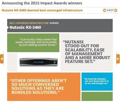 Nutanix Best Converged Infrastructure The 2015 Impact Awards Winners