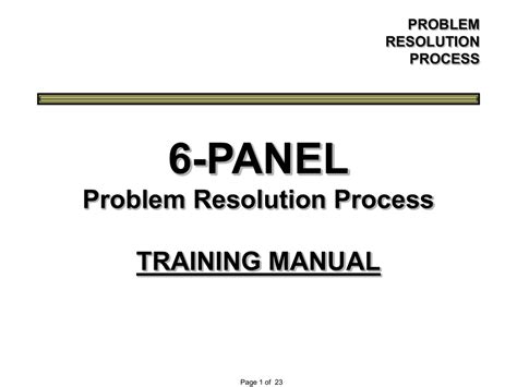 6 Panel Problem Resolution Process
