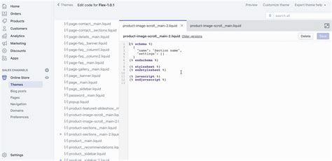 how do i duplicate the image scrolling product page template out of