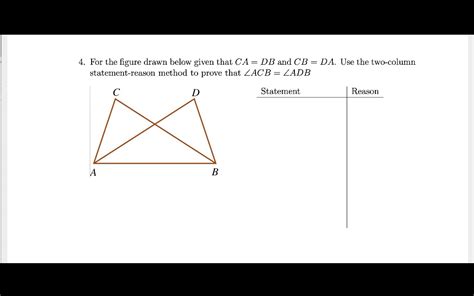 Solved For The Figure Drawn Below Given That Ca Db And Cb Da Use