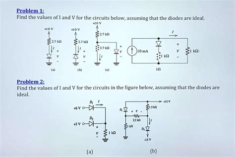 problem 1 find the values of i and v for the circuits below assuming