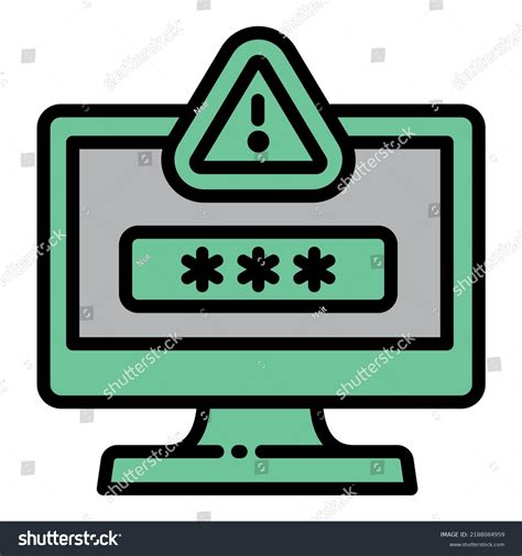 Pc Password Icon Outline Vector Computer Stock Vector Royalty Free