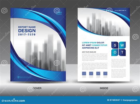 Brochure Template Layout Blue Cover Design Annual Report Stock Vector