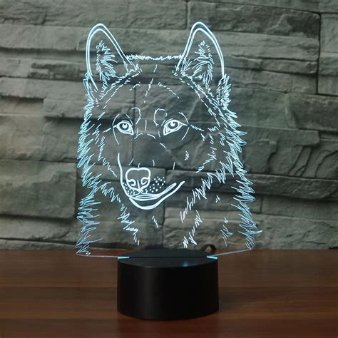 3D ночной Светильник ламинария, голова волка, настольная лампа ...