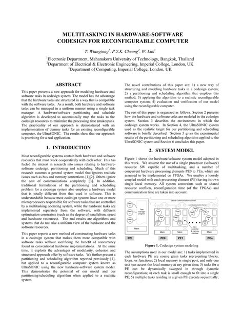 Pdf Multitasking In Hardware Software Codesign For Reconfigurable