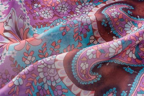 Folds Of Colored Fabric With A Pattern Stock Image Image Of Retro