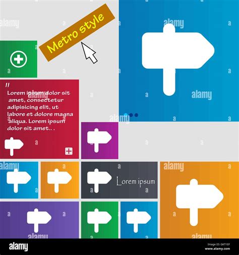 Information Road Icon Sign Metro Style Buttons Modern Interface Website Buttons With Cursor