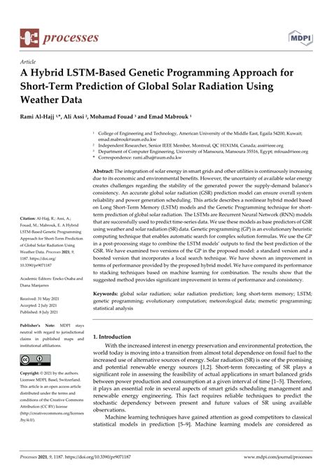 Pdf A Hybrid Lstm Based Genetic Programming Approach For Short Term