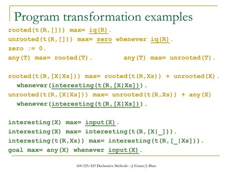 Ppt Runtime Analysis And Program Transformations For Dynamic Programs