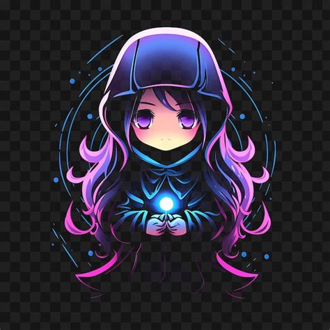 Premium Psd Tshirt Design Of Mysterious Chibi Girl With Long Flowing Hair Cloak Fingerles