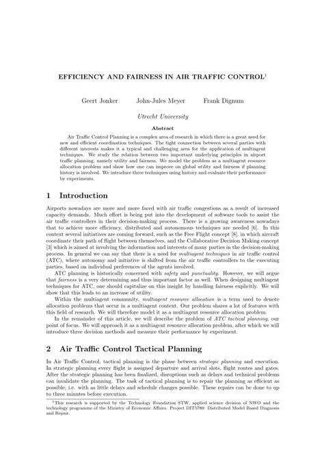 pdf efficiency and fairness in air traffic control