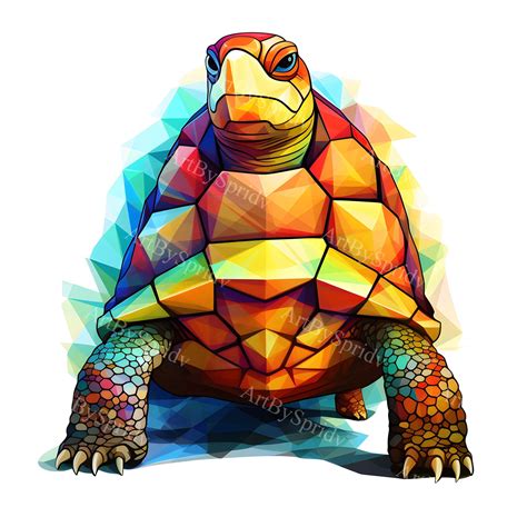 Geometric Turtle Clipart Polygonal Animal Illustration Unique Digital