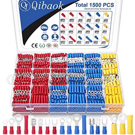 Qibaok Lot de 1500 connecteurs de fils électriques isolés Connecteur à sertir Fourche à fourche