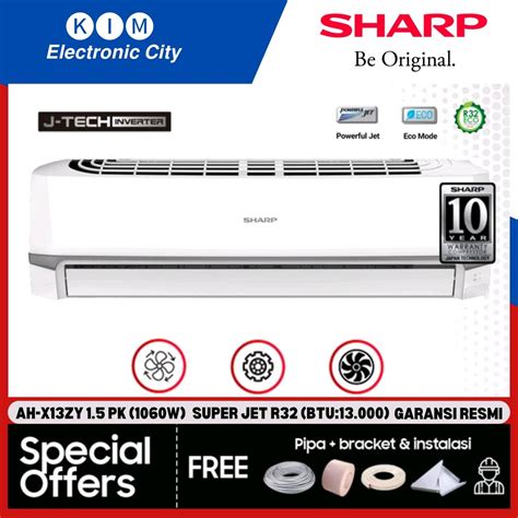 Jual Ac Sharp Inverter 2 Pk Ah X18zy 2 Pk 1640w J Tech Inverter Super Jet R32 Btu 13 000