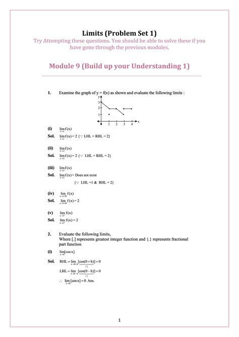 Solution Limits Problem Set 1 Module 9 Build Up Your Understanding 1