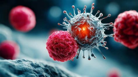 Medical Conceptual Image Immune Cells Attacking A Microscopic View