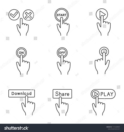 App Buttons Linear Icons Set Click Stock Vector Royalty Free Shutterstock