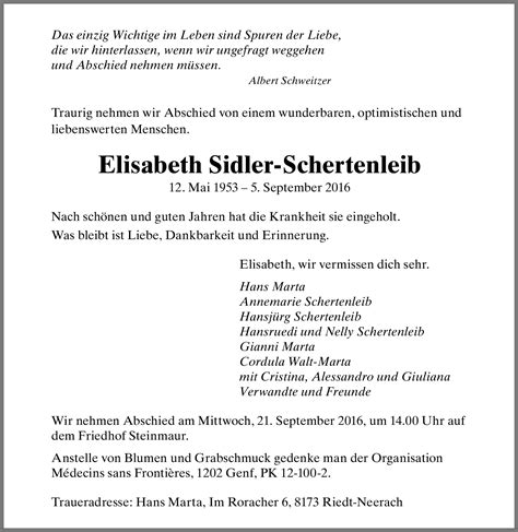 Elisabeth Sidler Schertenleib Hommages